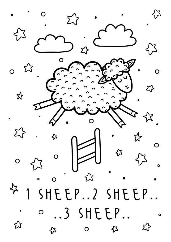 Counting Sheep Colouring Page - Colouring Crafts