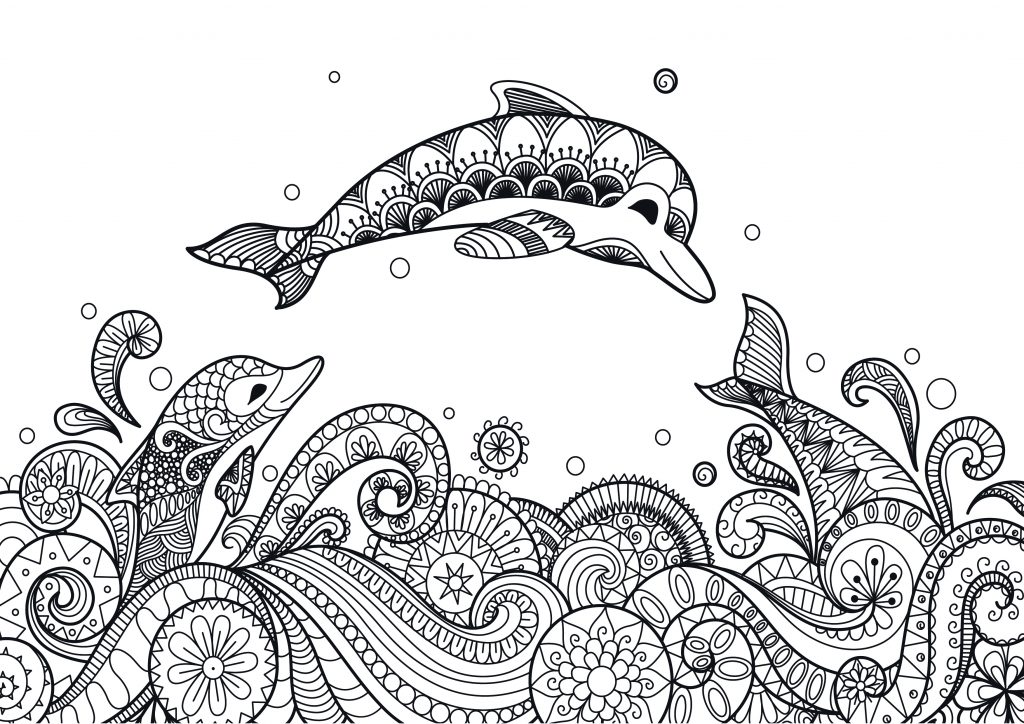 Dolphin Line Art Mandala Colouring Page - Colouring Crafts
