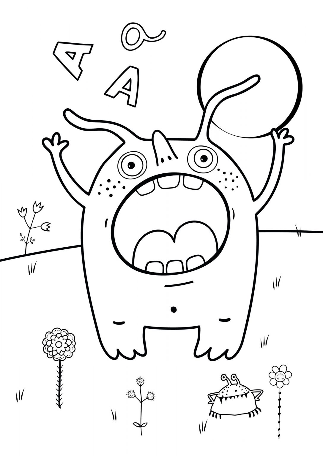 Shouting Monster Colouring Sheet - Colouring Crafts