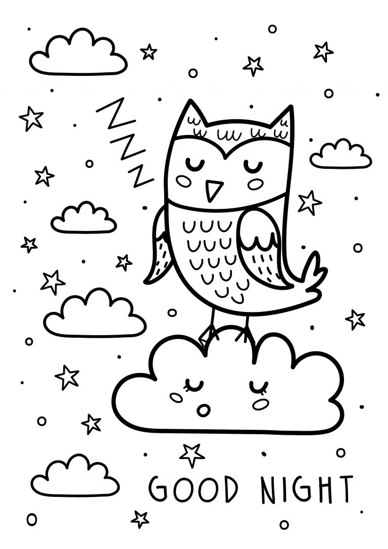 Sleeping Owl Colouring Page - Colouring Crafts