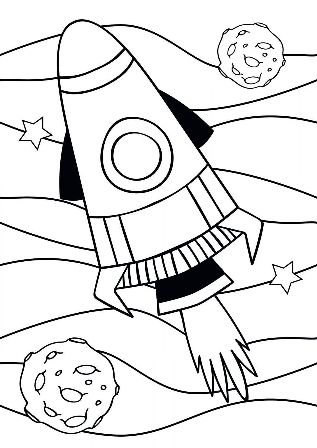 Space Rocket Colouring Sheet - Colouring Crafts
