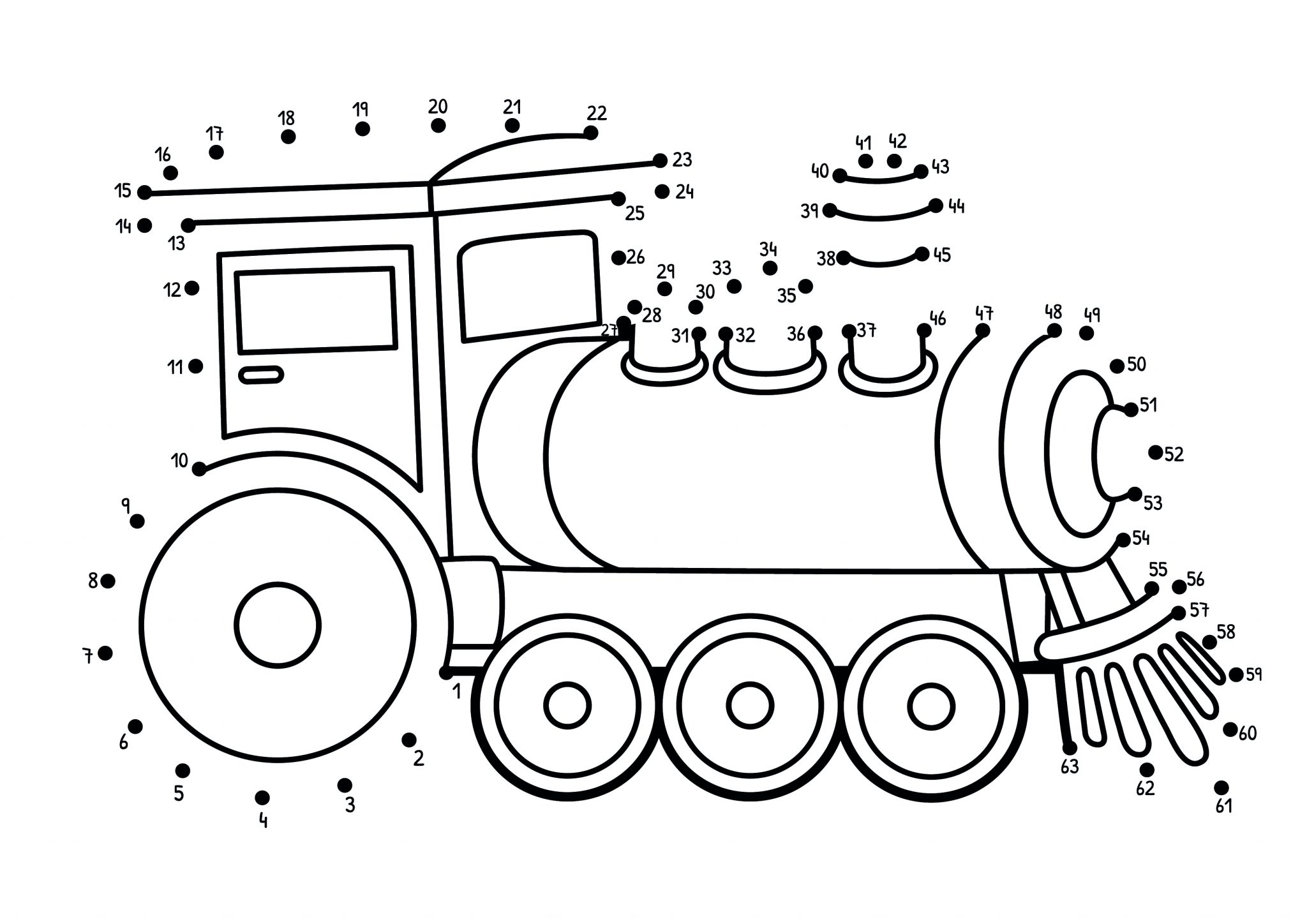 Steam Train Dot To Dot Sheet - Colouring Crafts