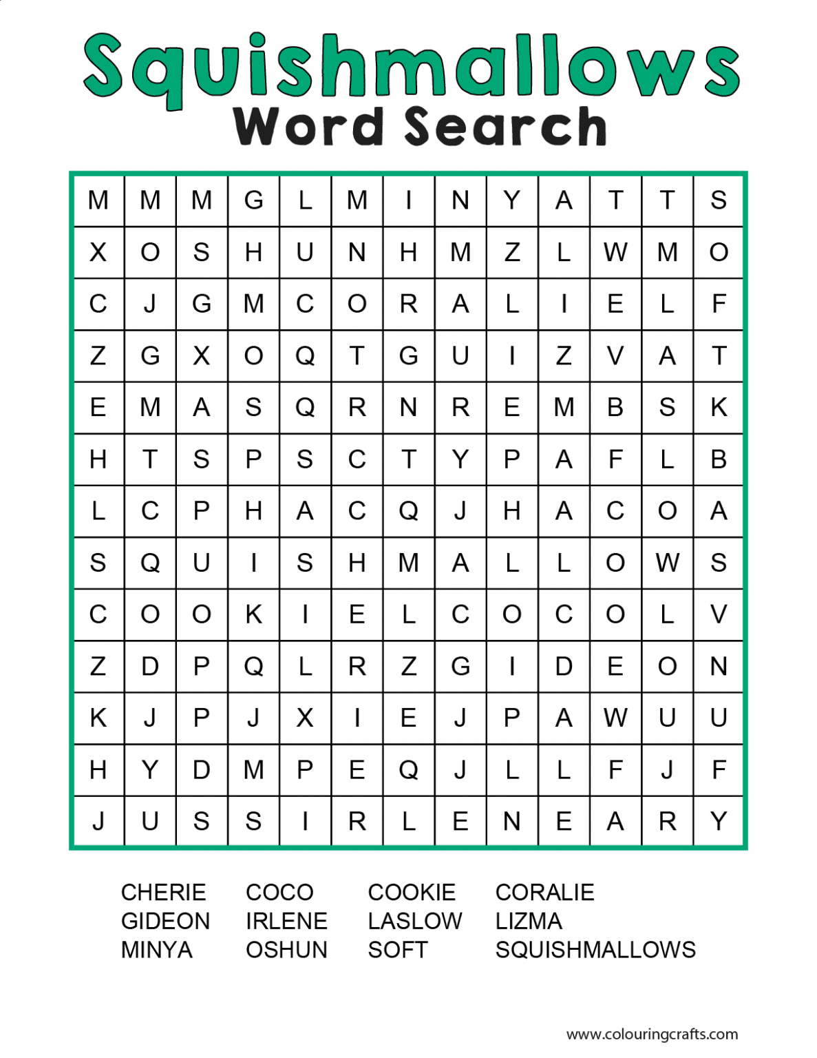 Squishmallows Word Search - Colouring Crafts