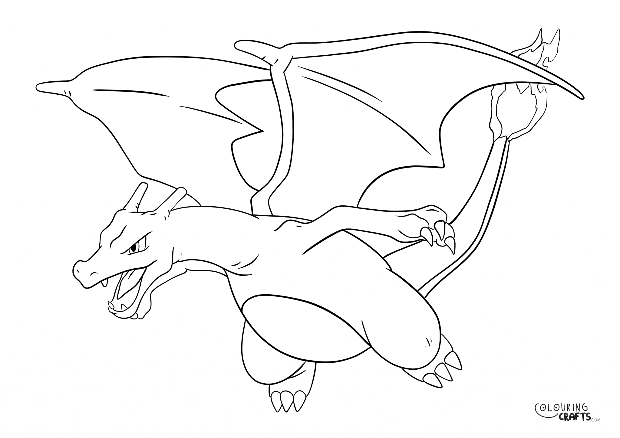 Flying Charmander Pokemon Colouring Page - Colouring Crafts