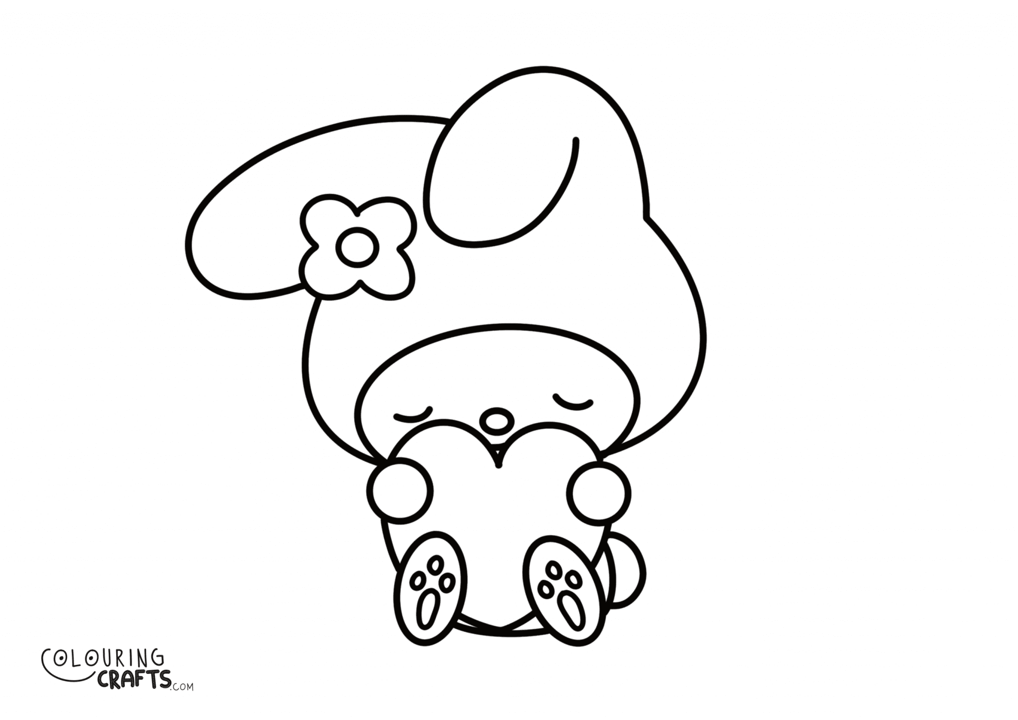 My Melody Heart Hello Kitty Colouring Page - Colouring Crafts